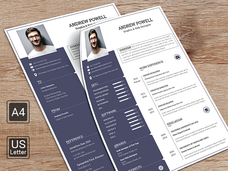 Resume with Cover Letter by CodeGrape on Dribbble