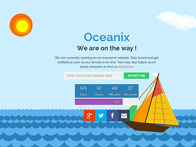 Oceanix - Responsive Parallax Under Construction Template by CodeGrape on Dribbble