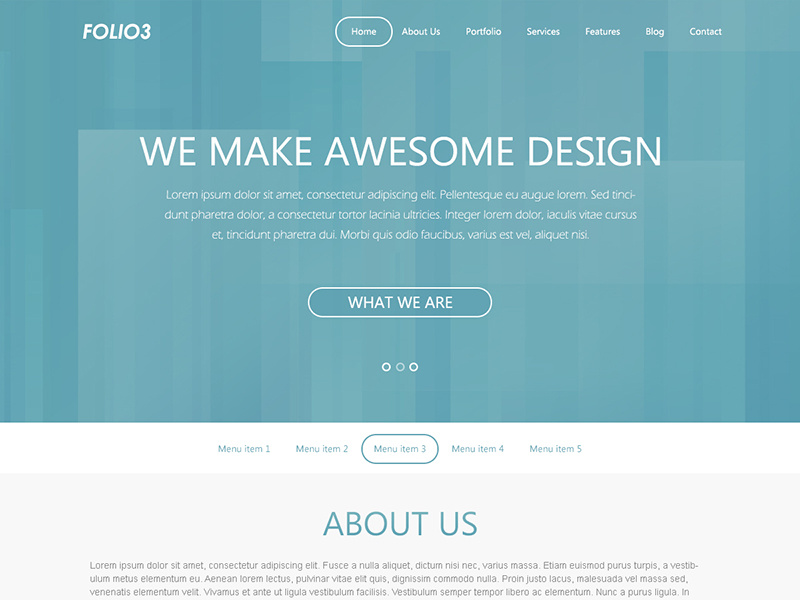 Folio3 - One Page PSD Template by CodeGrape on Dribbble