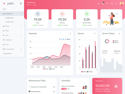 Jadin - Responsive Bootstrap 4 Admin Dashboard Template by CodeGrape on Dribbble