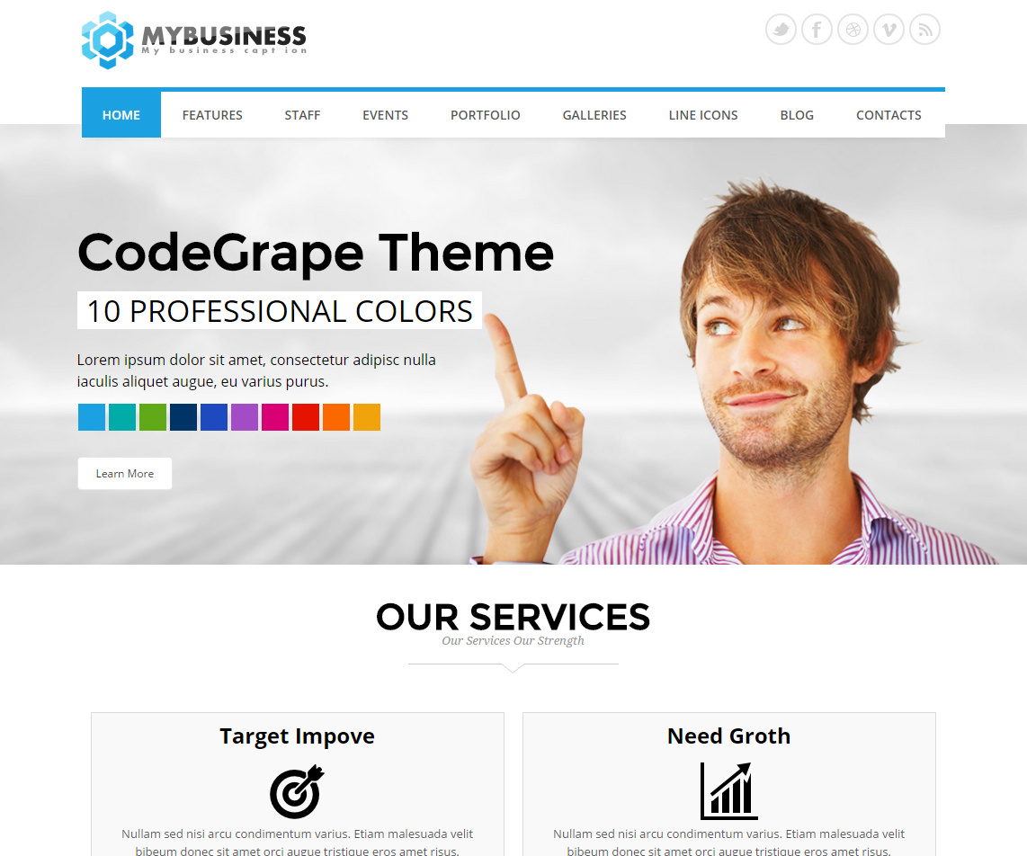 MyBusiness Responsive HTML5 and CSS3 Template by CodeGrape on Dribbble