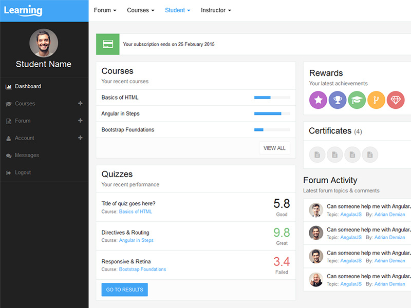 Learning App - HTML5 and AngularJS Template by CodeGrape on Dribbble Learning App - HTML5 and AngularJS Template by CodeGrape on Dribbble