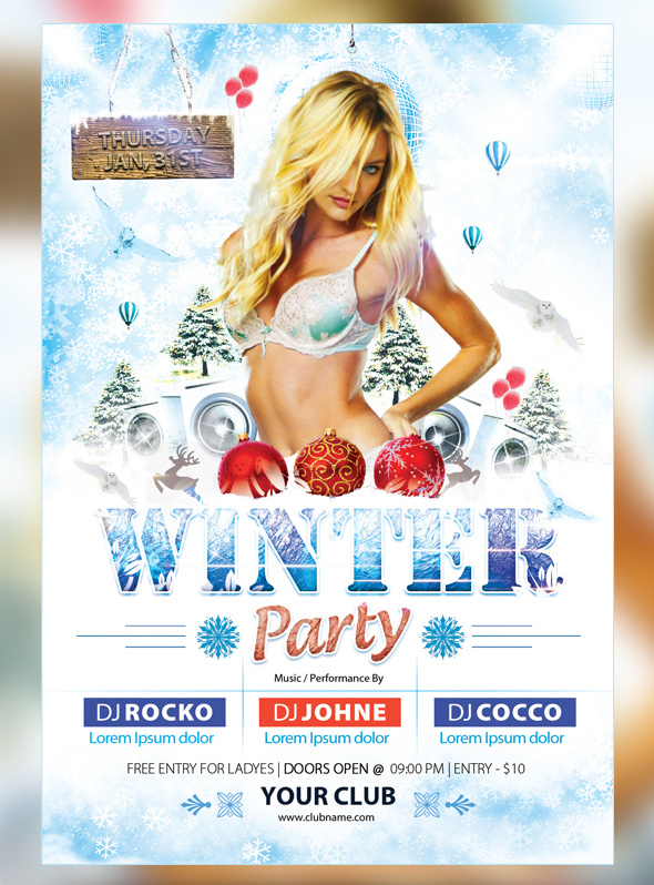 Winter Party Flyer by CodeGrape on Dribbble