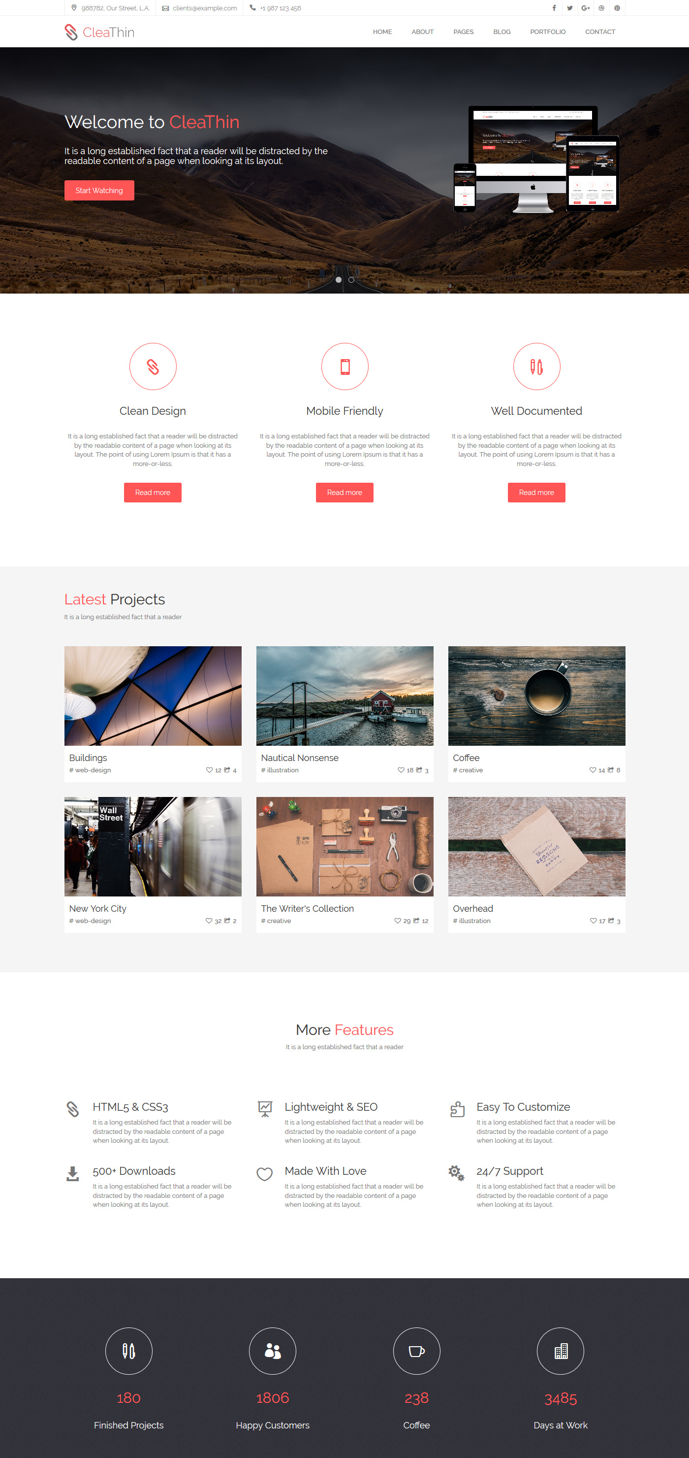 CleaThin - Multipage Bootstrap Business Template by CodeGrape on Dribbble