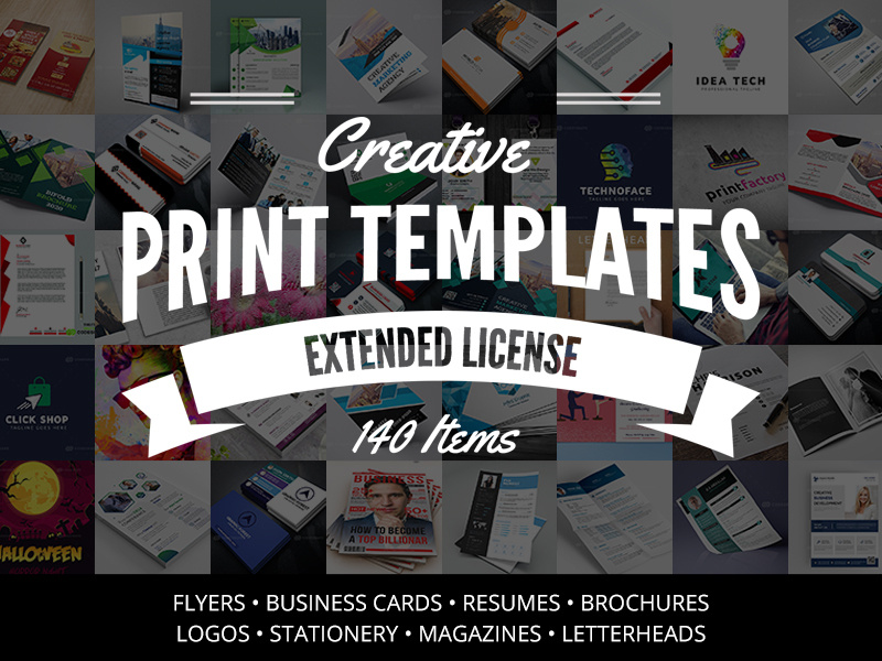 Creative Print Templates Bundle with 140 Items - Only $29 by CodeGrape ...