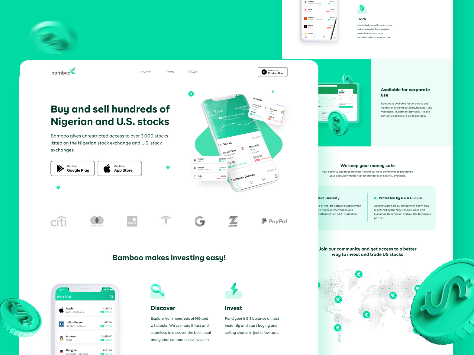 Invest Bamboo Landing Page Redesign by Victor Onwuzuruike on Dribbble