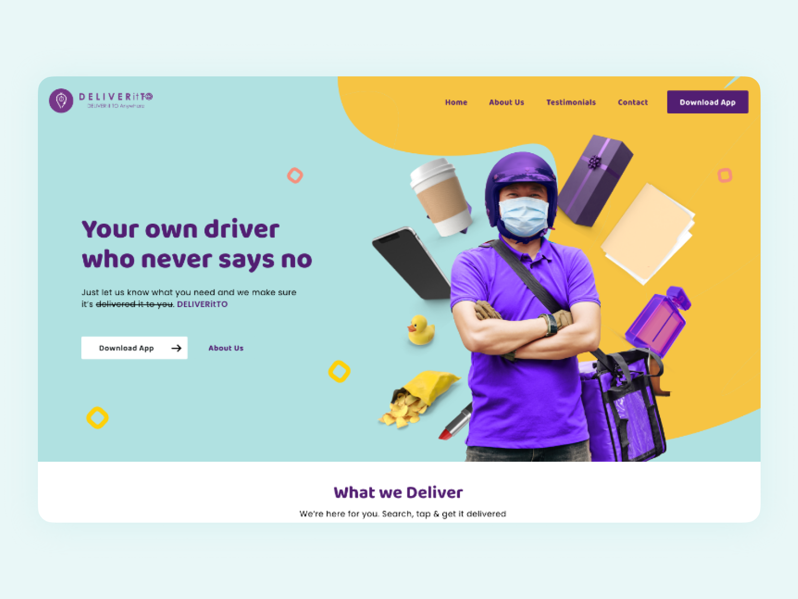 Delivery app landing page design by Faizan Atiq on Dribbble