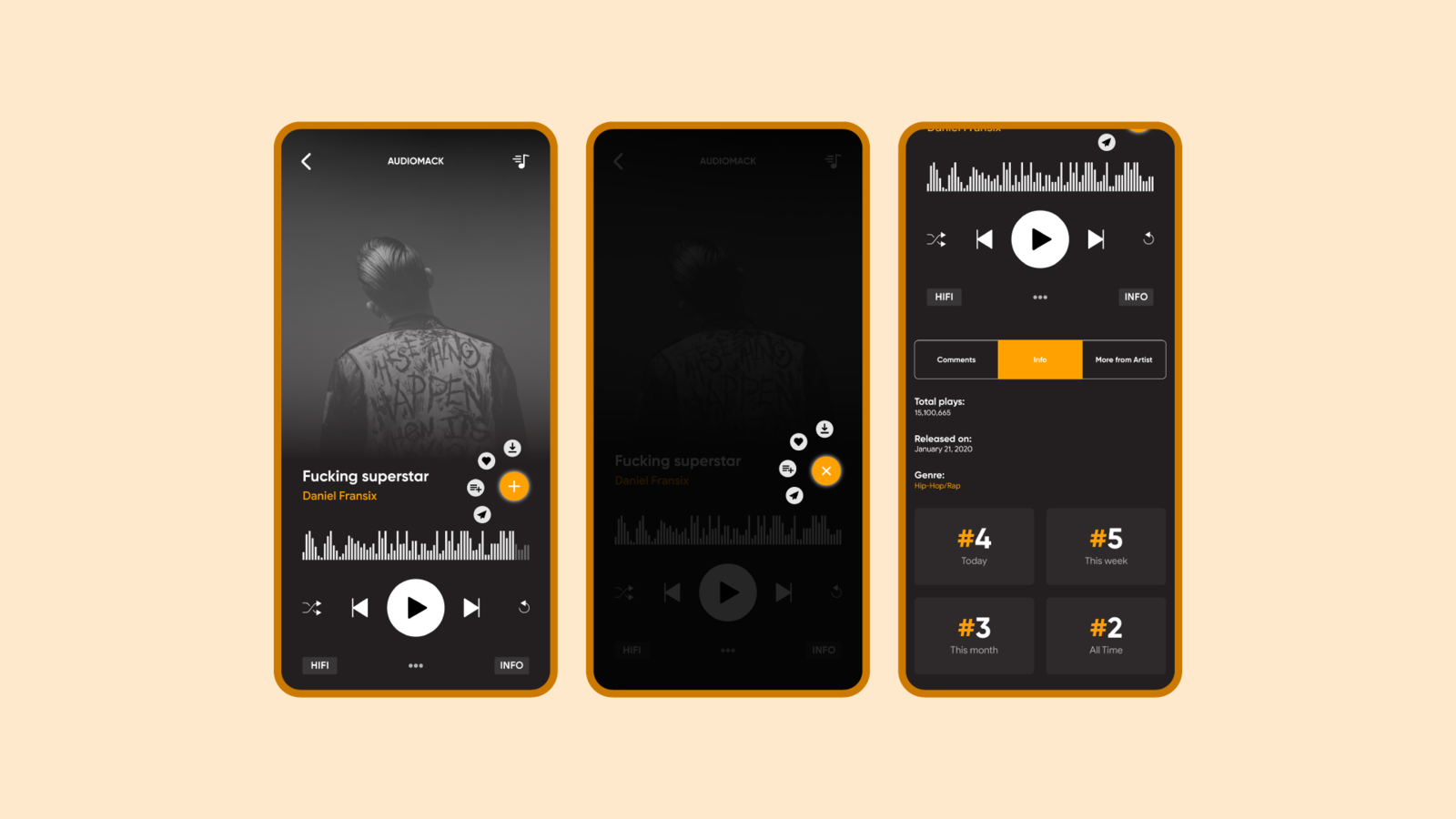 Audiomack music player design by Daniel Fransix on Dribbble