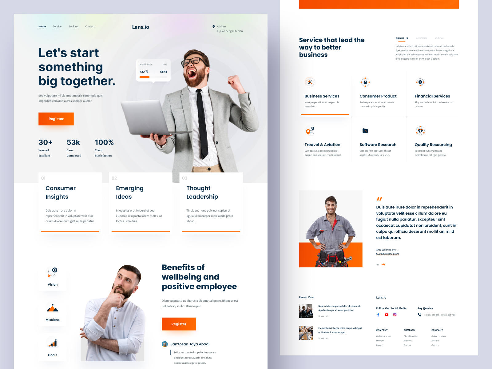Lans.io - Business Consultant Landing Page by Anggiat Manuel for One ...