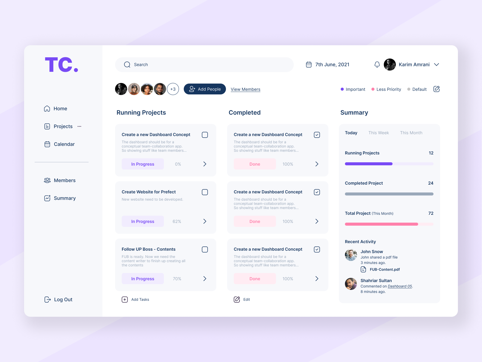 Team Collaboration Dashboard by Shahriar Sultan on Dribbble