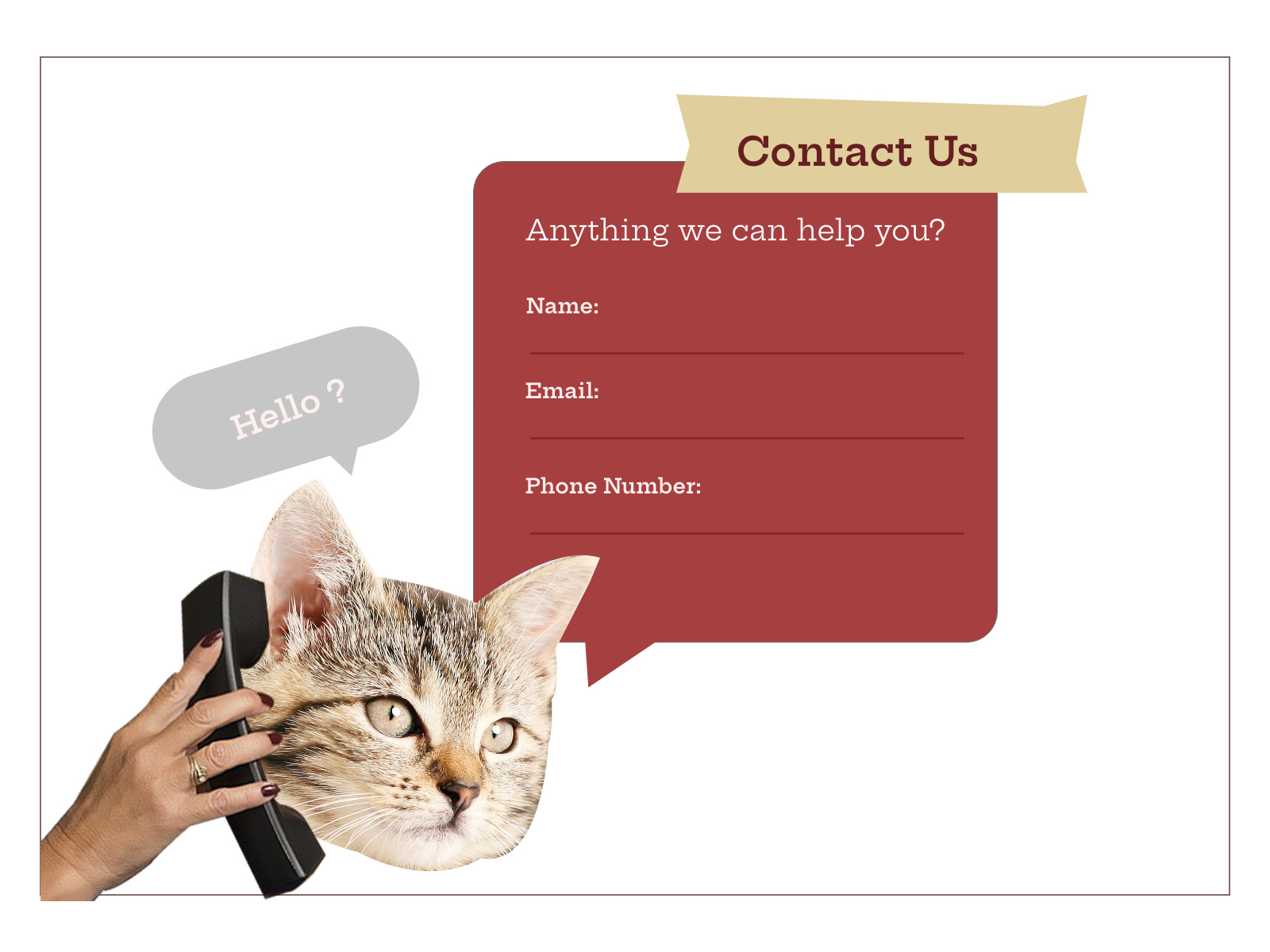 Hello? (Daily ui #28 - Contact us) by hailey on Dribbble