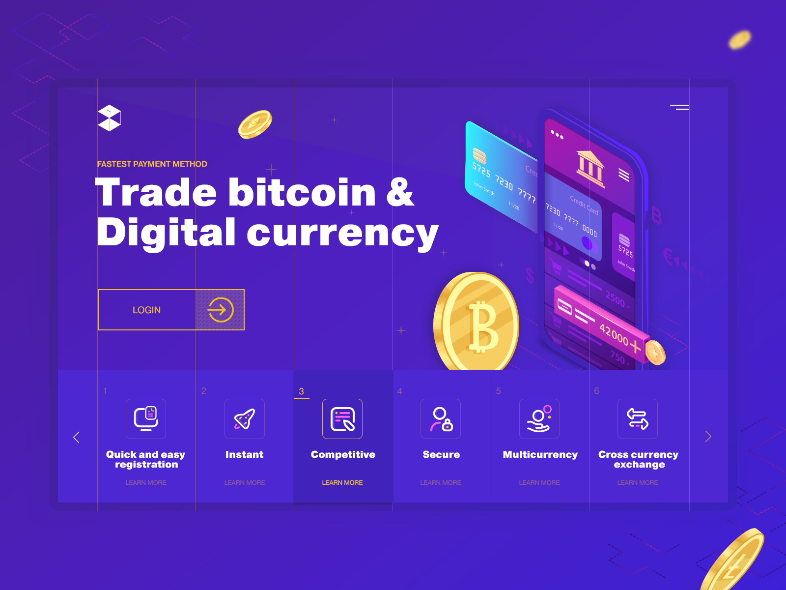 Trade bitcoin and Digital currency by Vlada Peatkovskaia on Dribbble