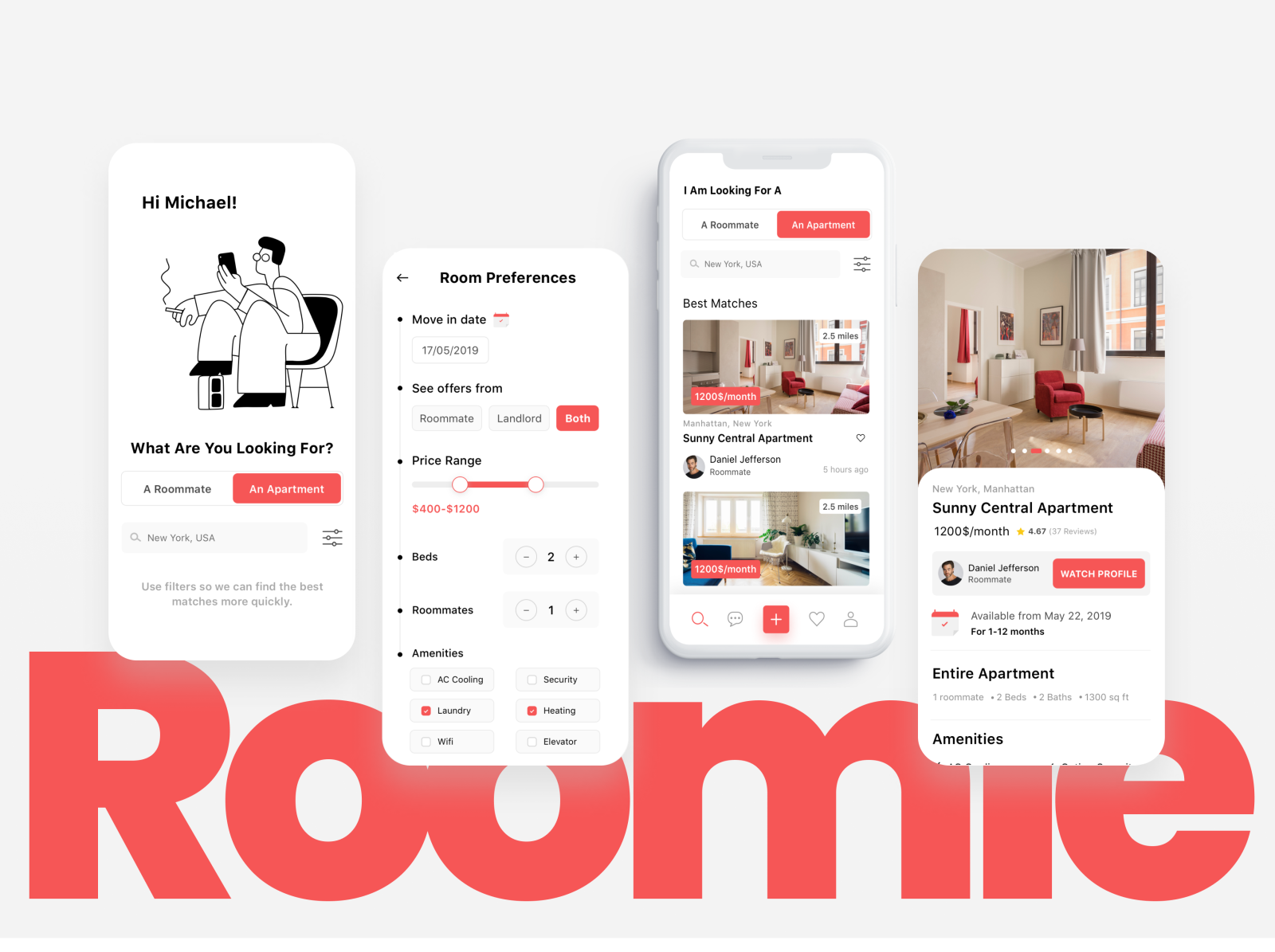 Roomie app by Tatevik on Dribbble