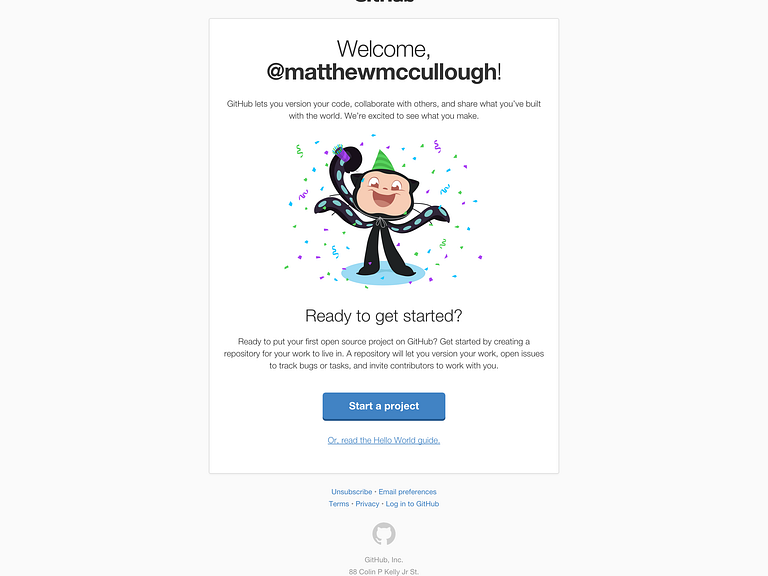 GitHub welcome email redesign by Joel Glovier for GitHub on Dribbble