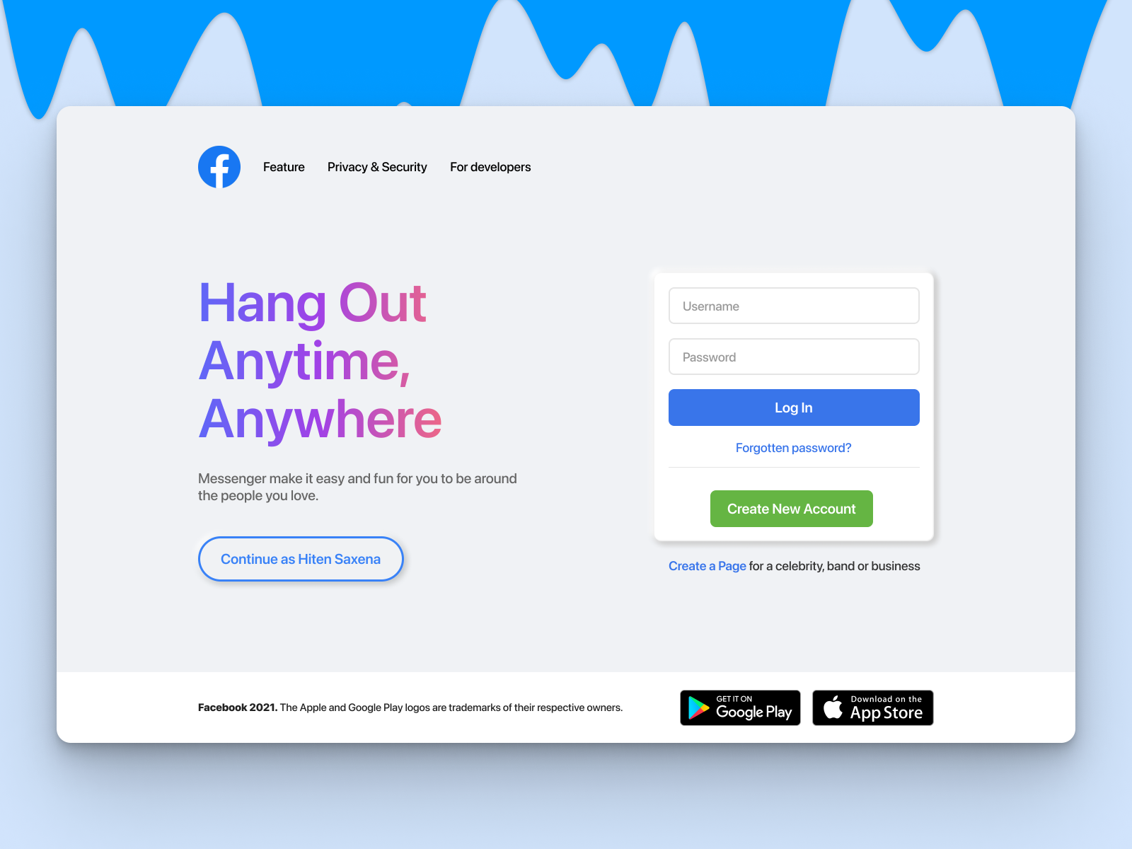 Facebook Homepage by Hiten Saxena on Dribbble