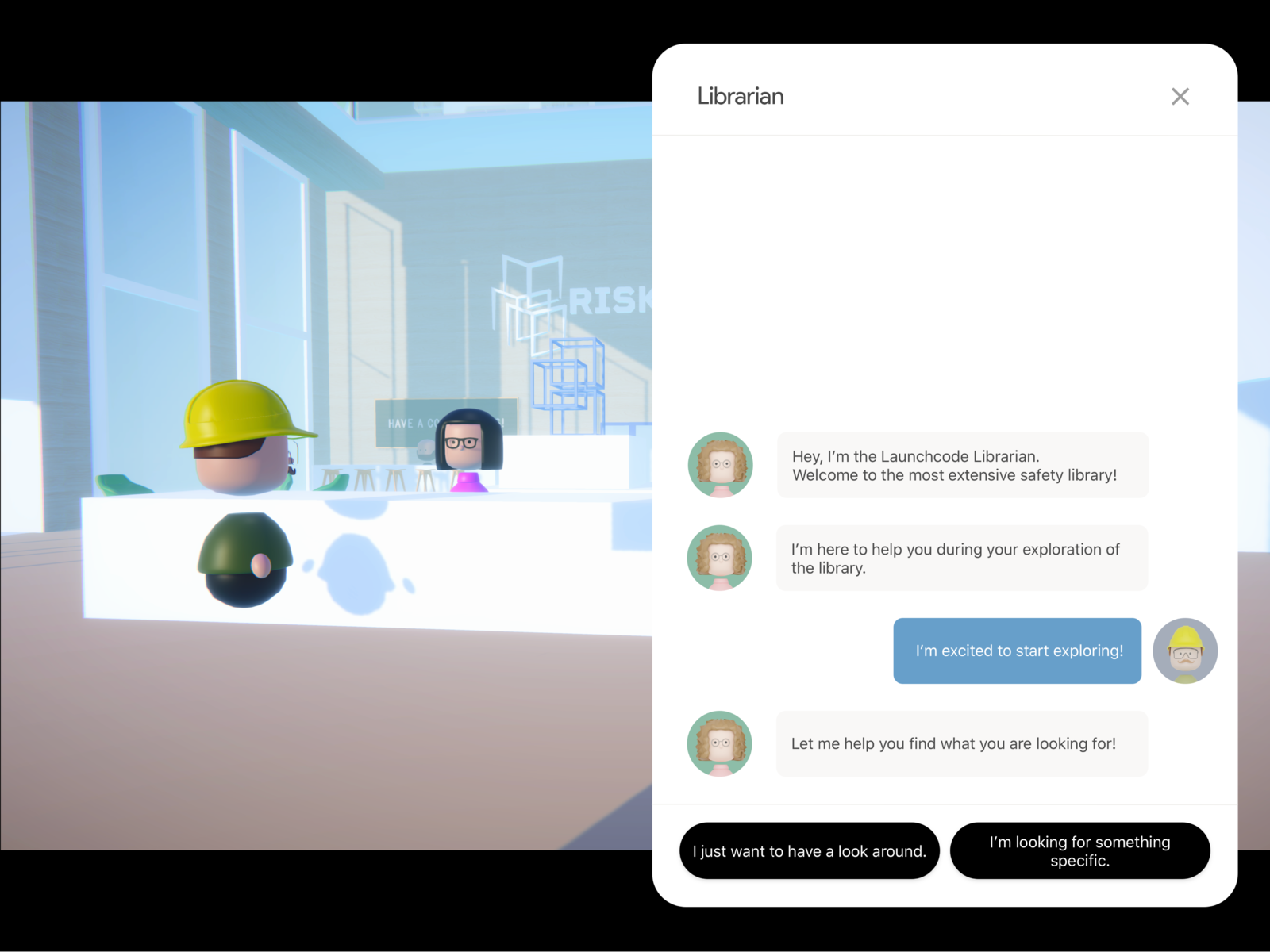 Virtual 3D Library - Librarian Chat by Michael Palmes for launchcode on ...