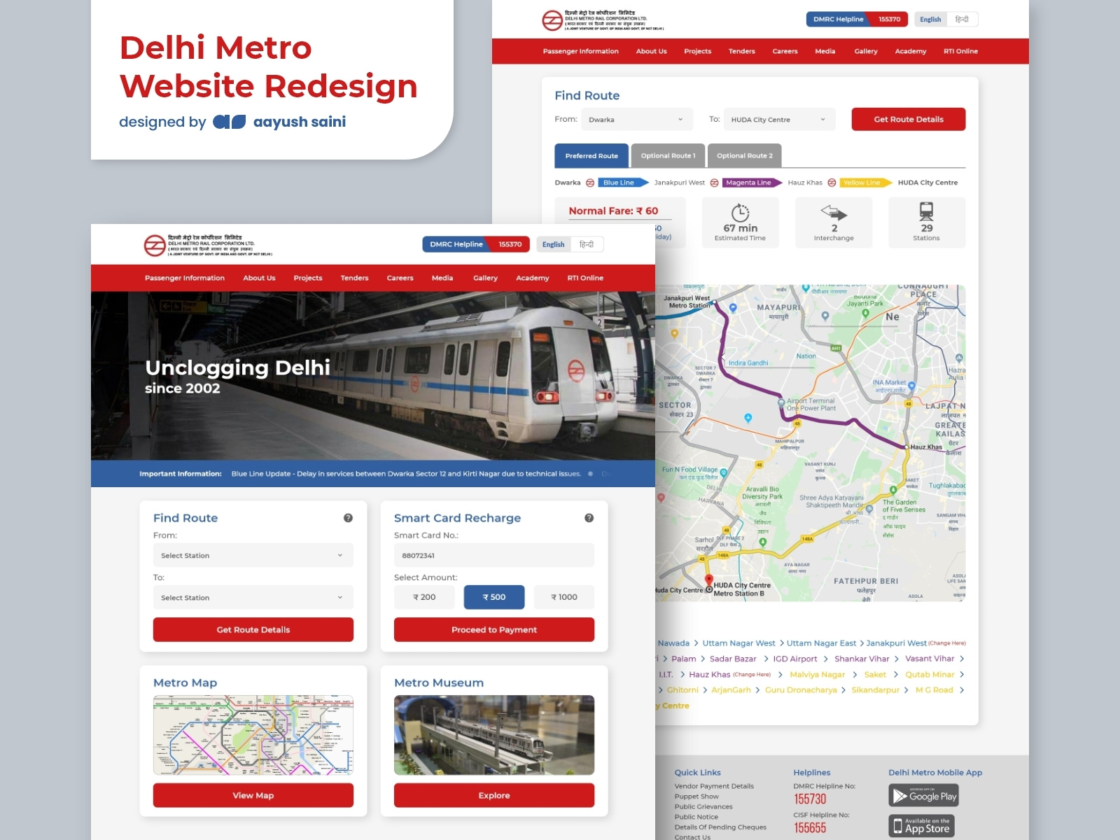 Delhi Metro Website Redesign by Aayush Saini on Dribbble