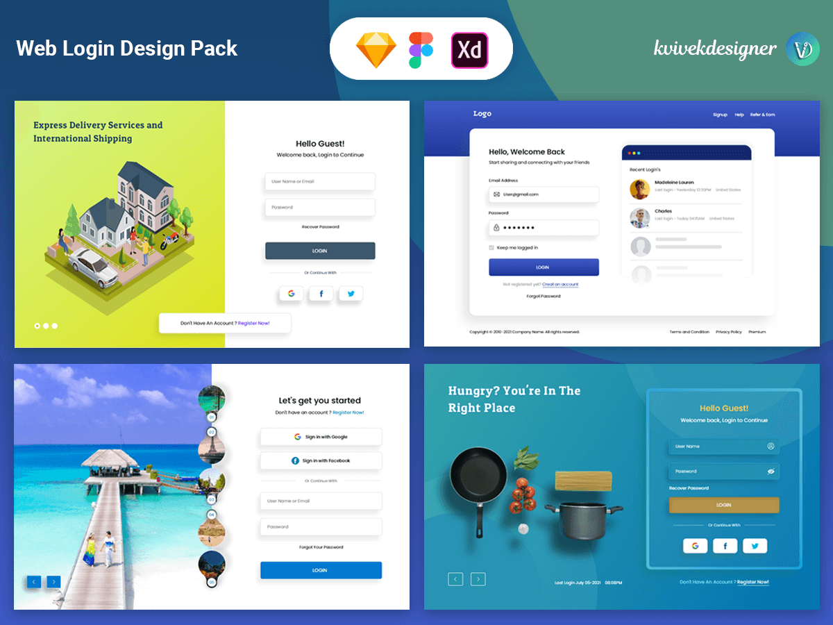 Website Login UI Pack Mockup Design by Vivek K on Dribbble