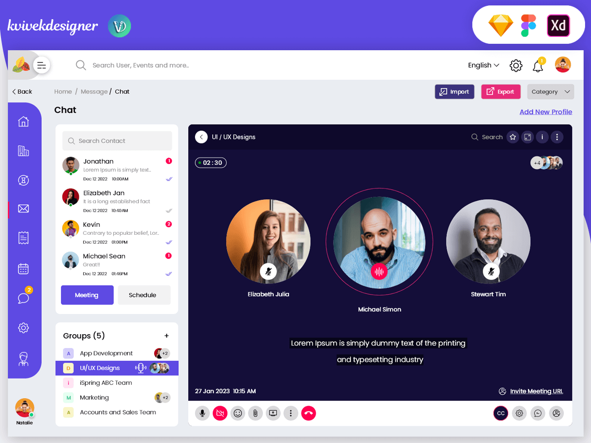 Admin Audio Call Page Web UI Template by Vivek K on Dribbble