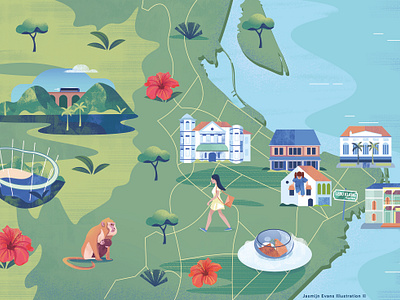 Illustrated map of Malaysia/Penang by Jasmijn Solange Evans on Dribbble