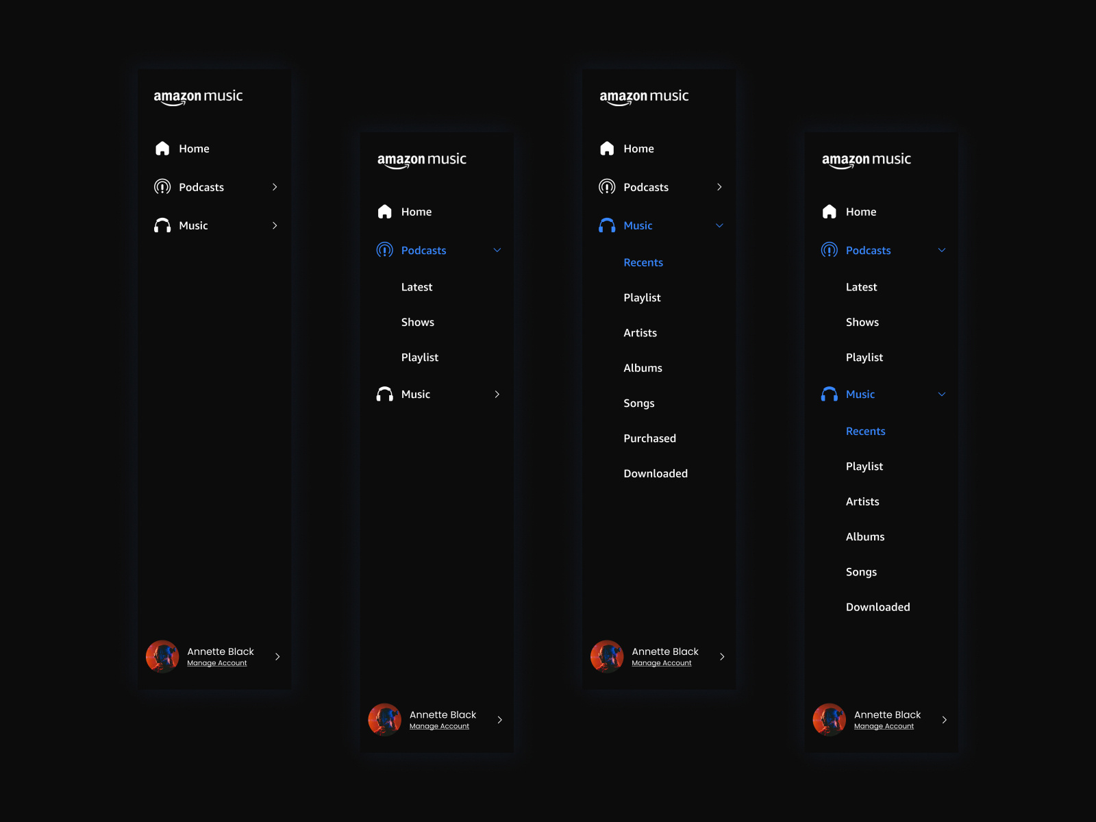 Amazon Music - Side Nav Bar (Redesign Concept) by Gaurav on Dribbble