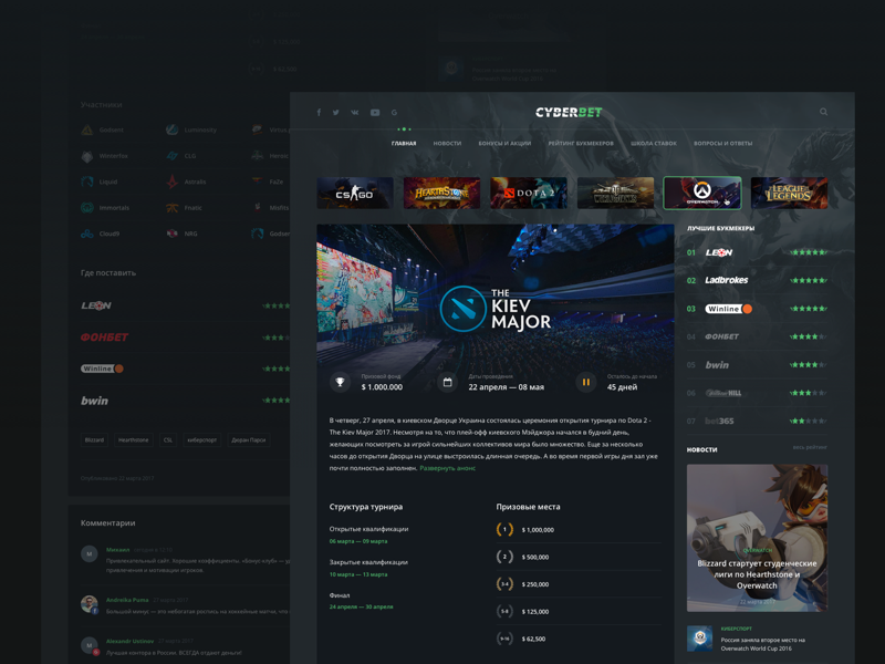 Interface: Tournament page by Viacheslav Moroz on Dribbble