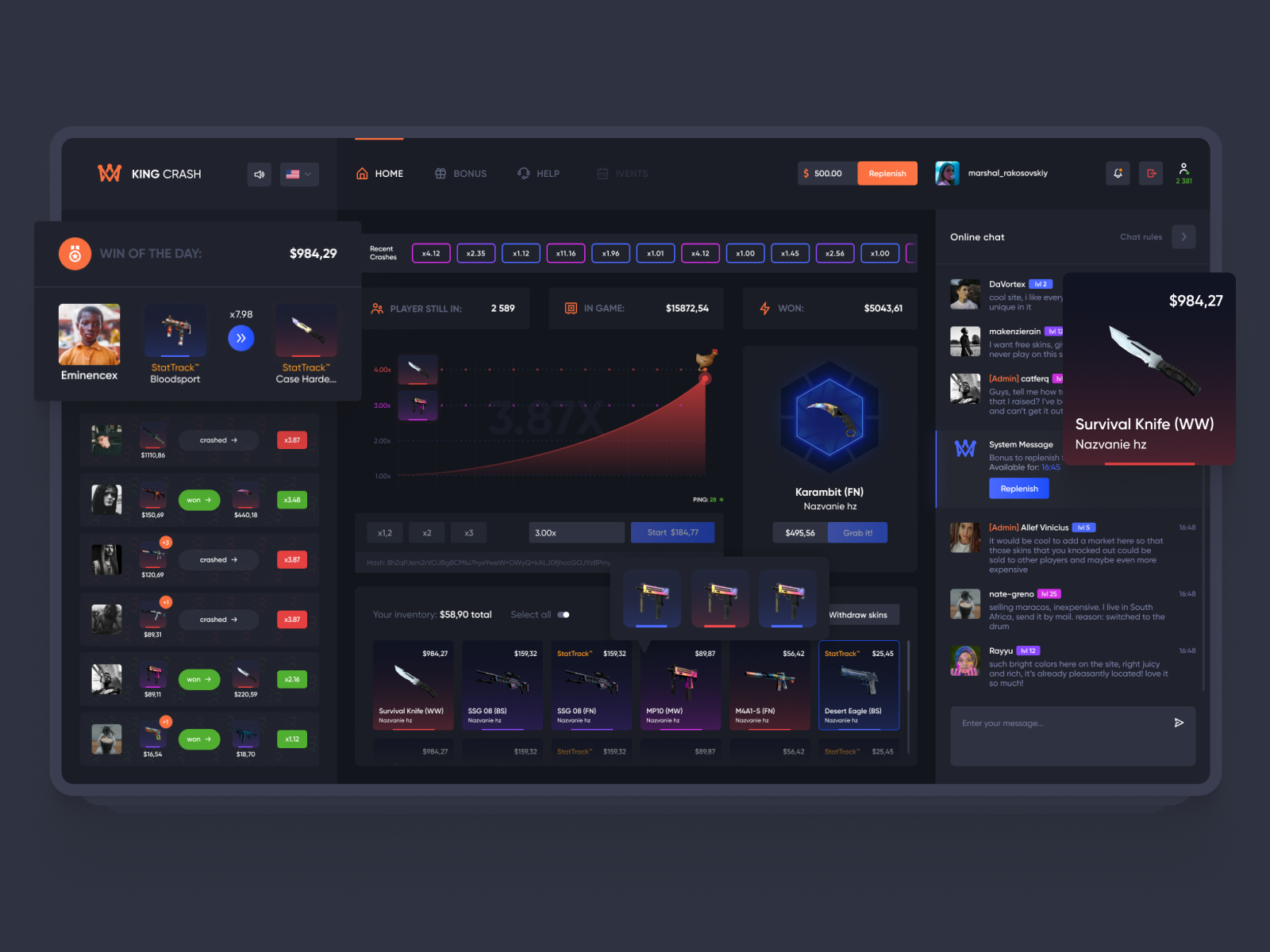 CSGO Crash Game - UI Elements by Alex Herzog for Sok Studio on Dribbble