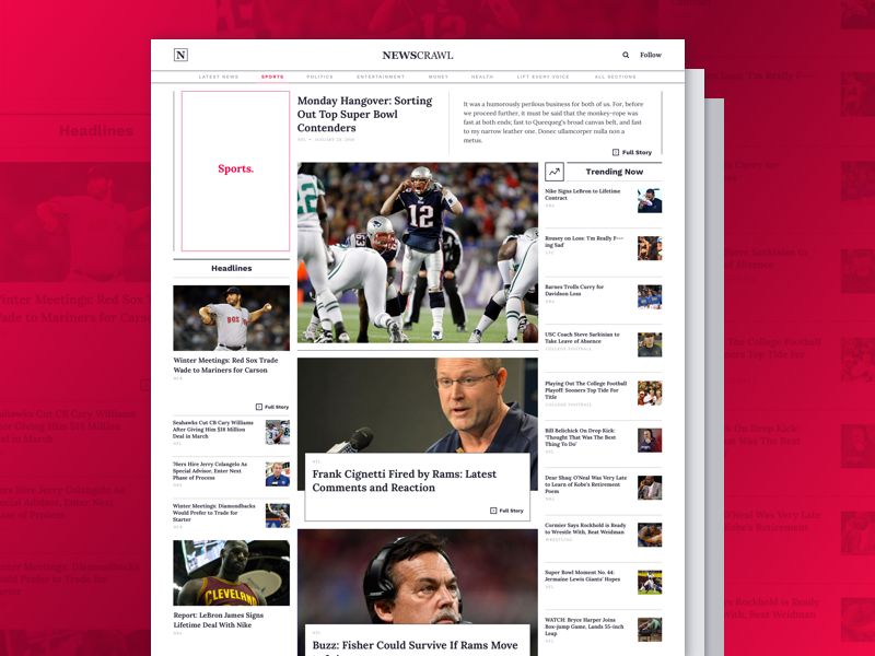 Sports Page by Danny Amacher on Dribbble