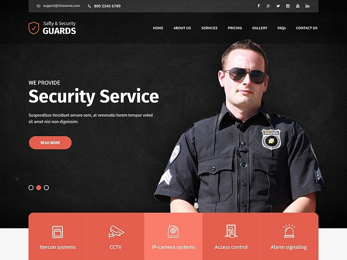 Security Guard Agency Website Template by WP Themes on Dribbble