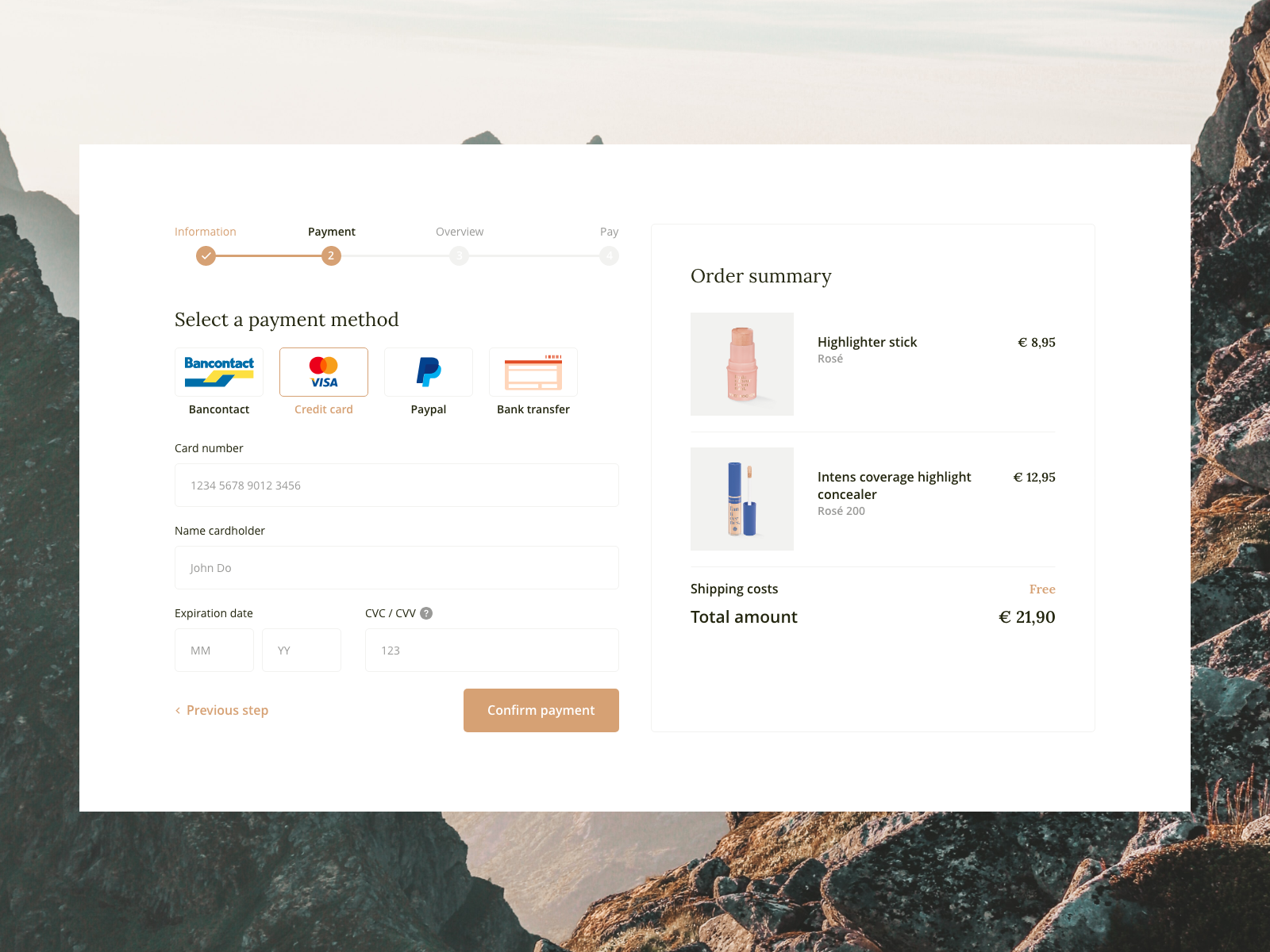 Credit Card Checkout - 002 - Daily UI by Dries Bonte on Dribbble