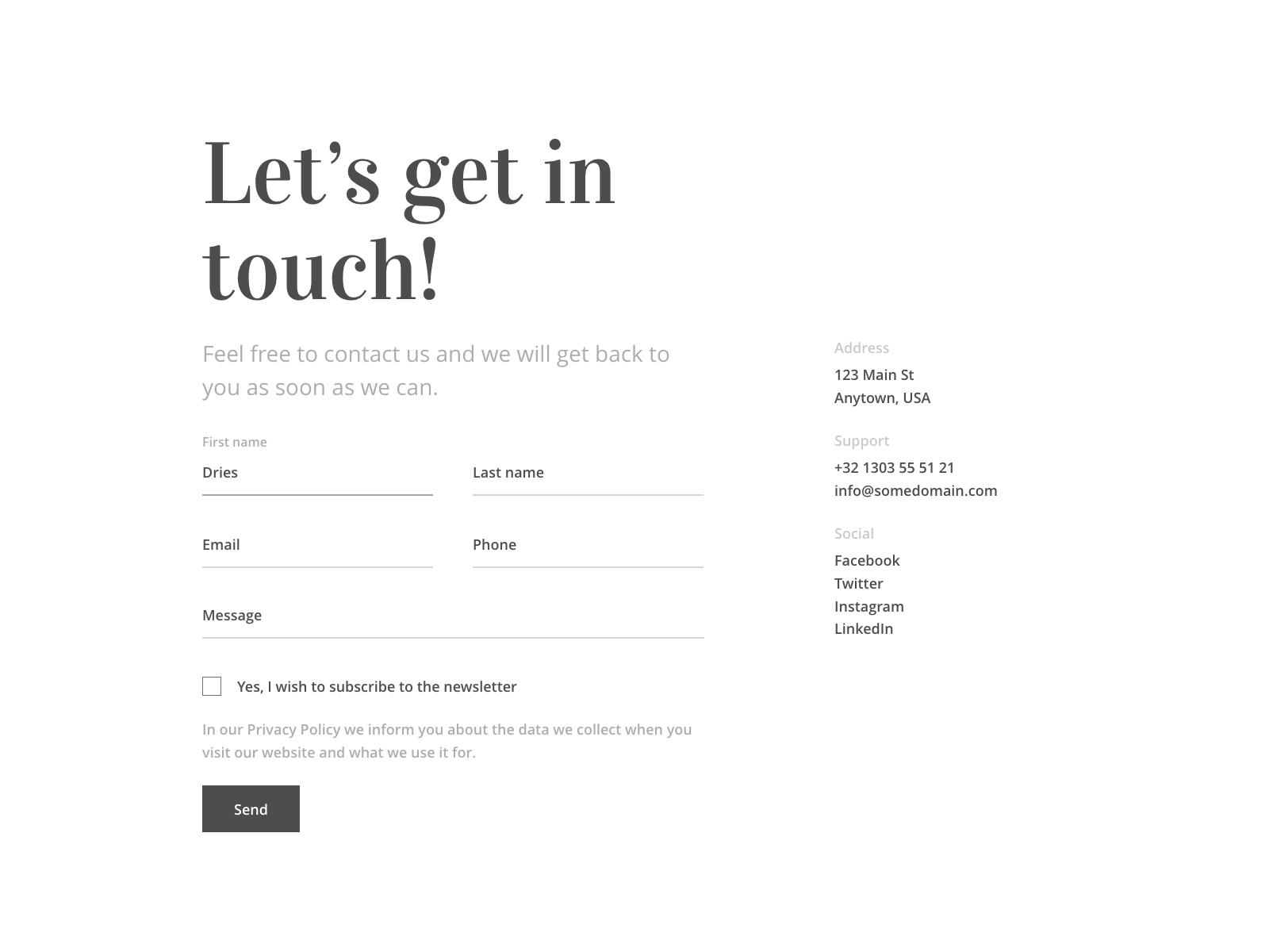Contact Us - 028 - DailyUI by Dries Bonte on Dribbble