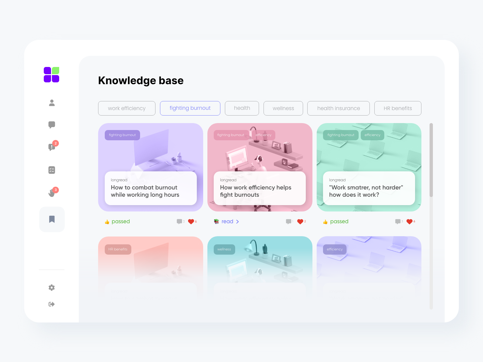 HR-platform knowledge base by Roman Efimov on Dribbble
