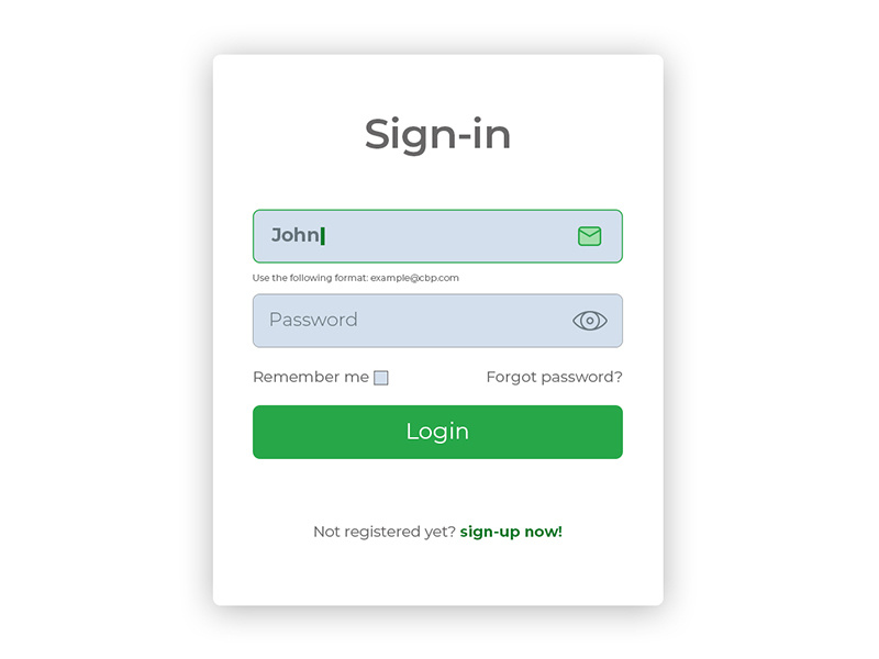 Simple login design for CBP by Clemy Suizo on Dribbble