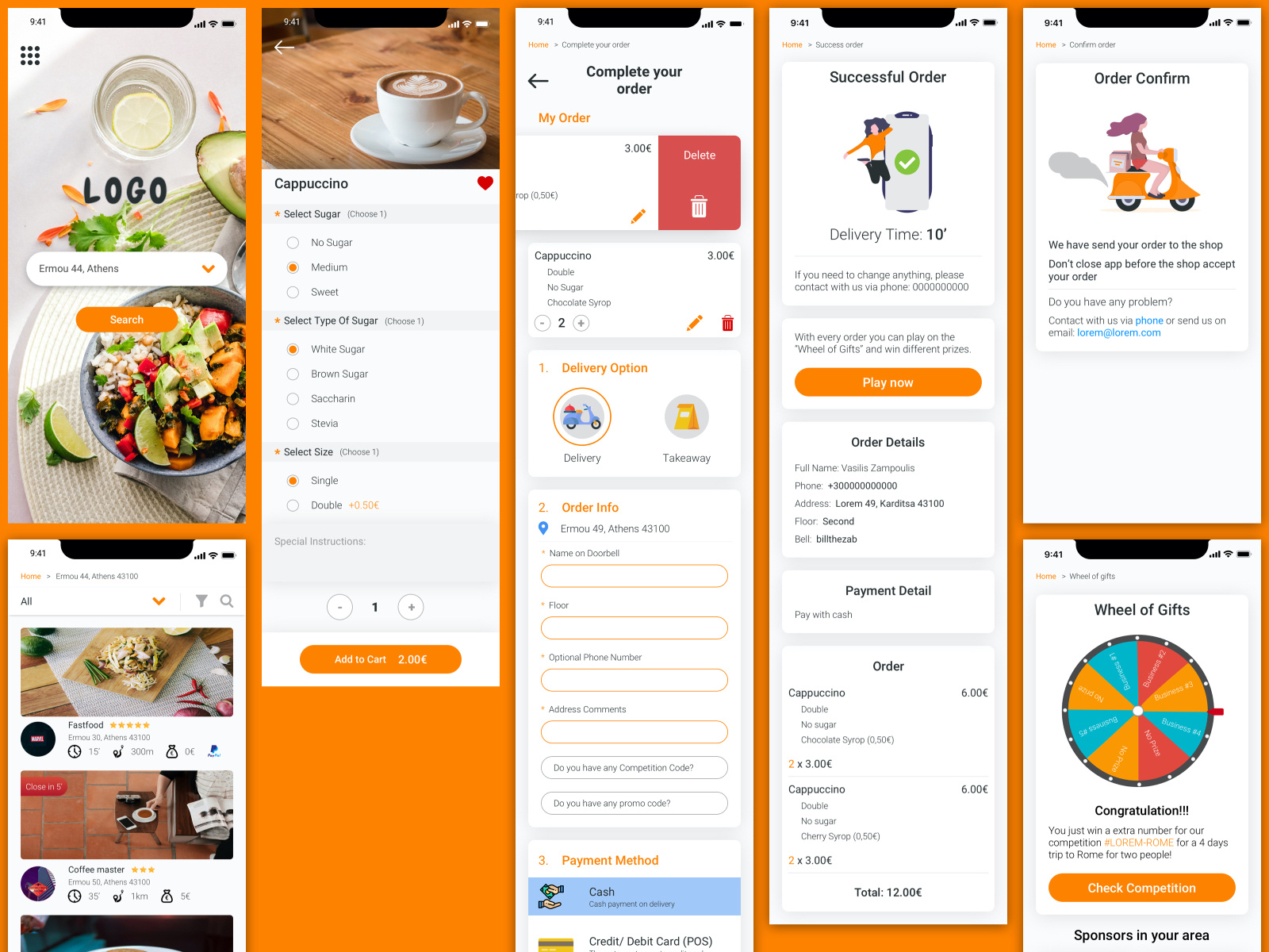 Food & Coffee Delivery App by Vasilis Zampoulis on Dribbble