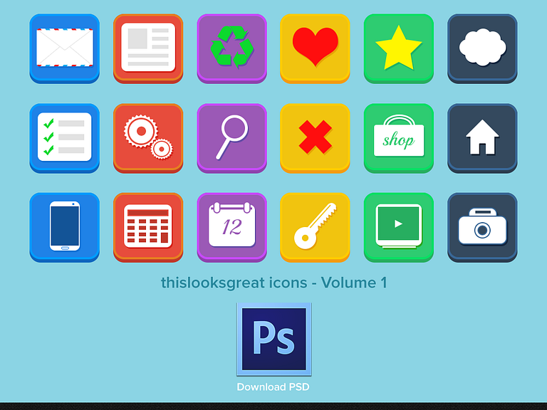 Freebie PSD: 18 Flat Icons – Volume 1 by Barin Christian on Dribbble