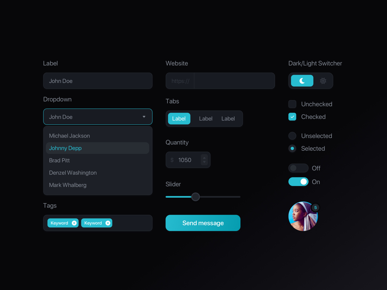 Dark UI elements by Chris Bontas for Premiumuikits on Dribbble
