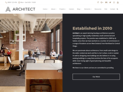 About Us Page - Architect WordPress Theme by Visualmodo WordPress Themes on Dribbble