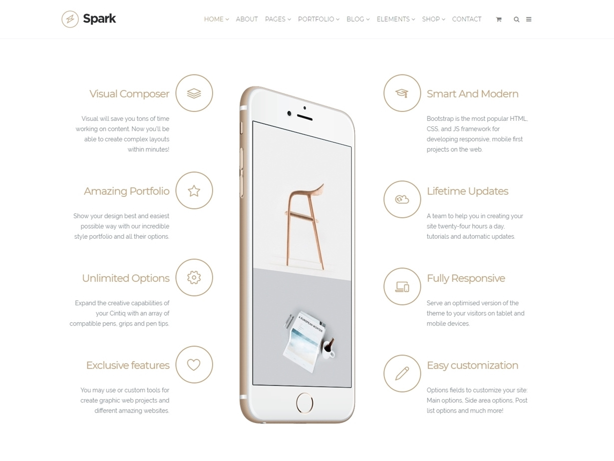 Spark WordPress Theme - Icon Boxes Section by Visualmodo WordPress Themes on Dribbble