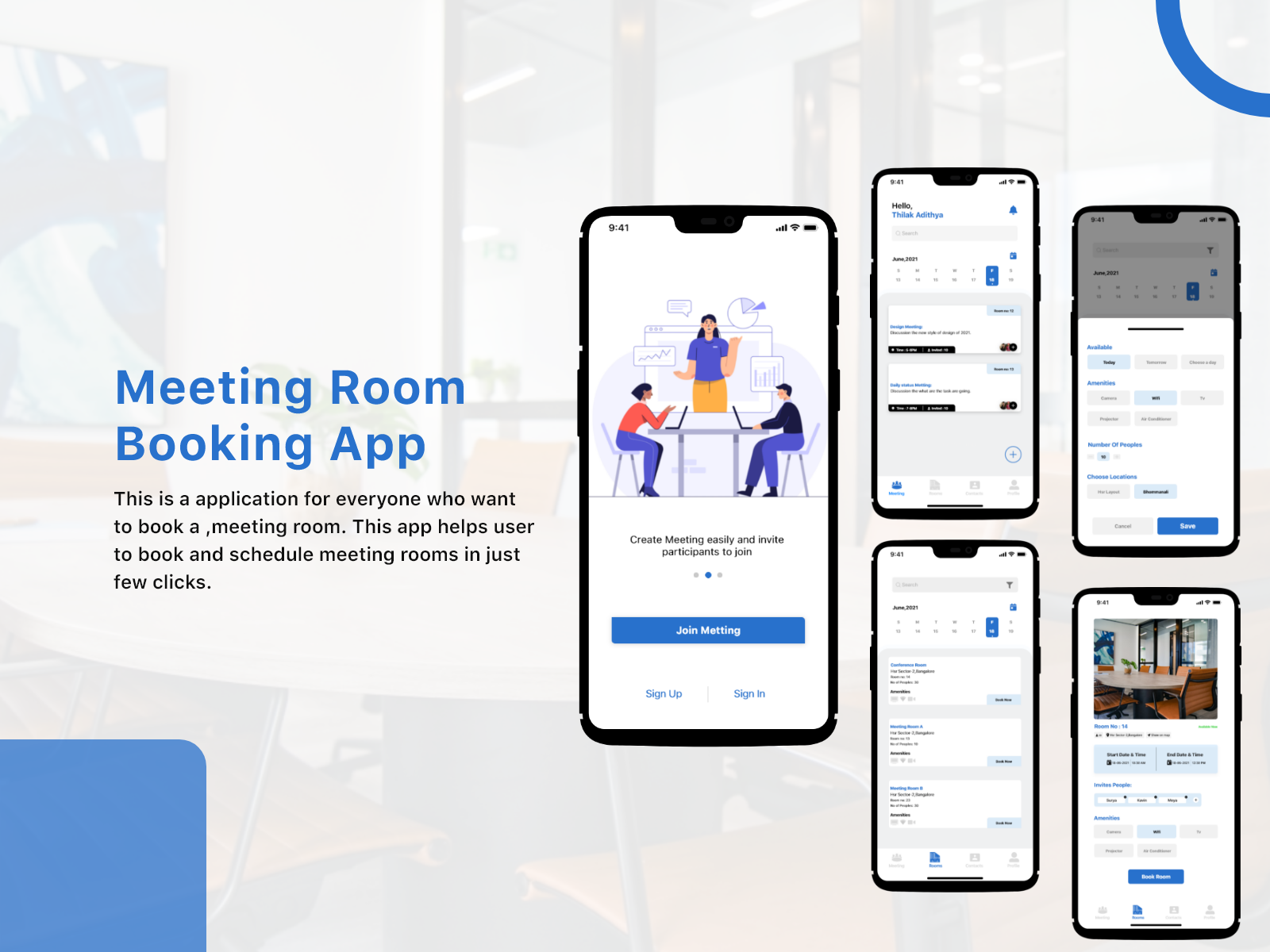 Meeting room Booking App by THILAK ADITHYA on Dribbble