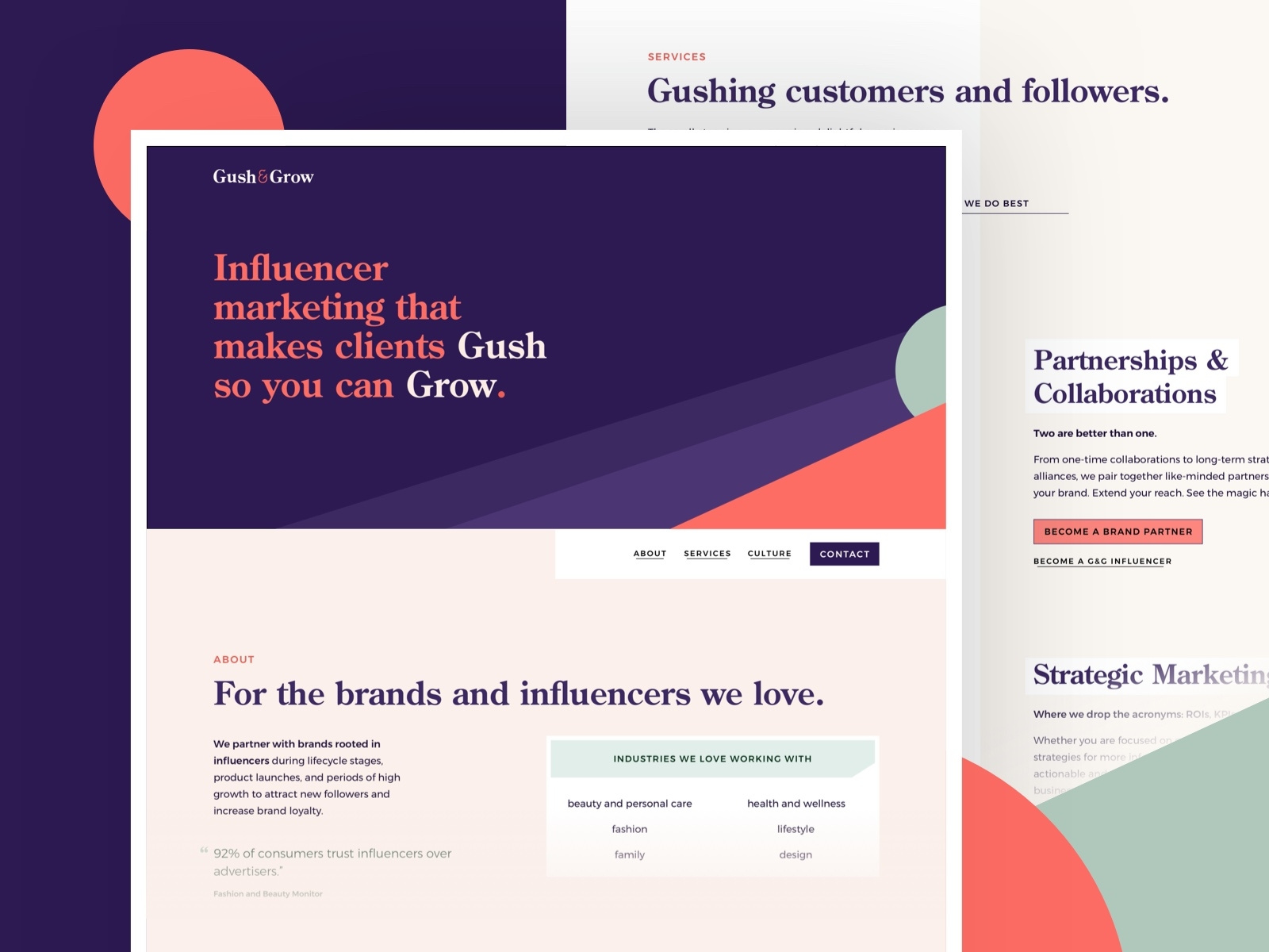 Gush & Grow - Homepage by Andrew Spencer on Dribbble