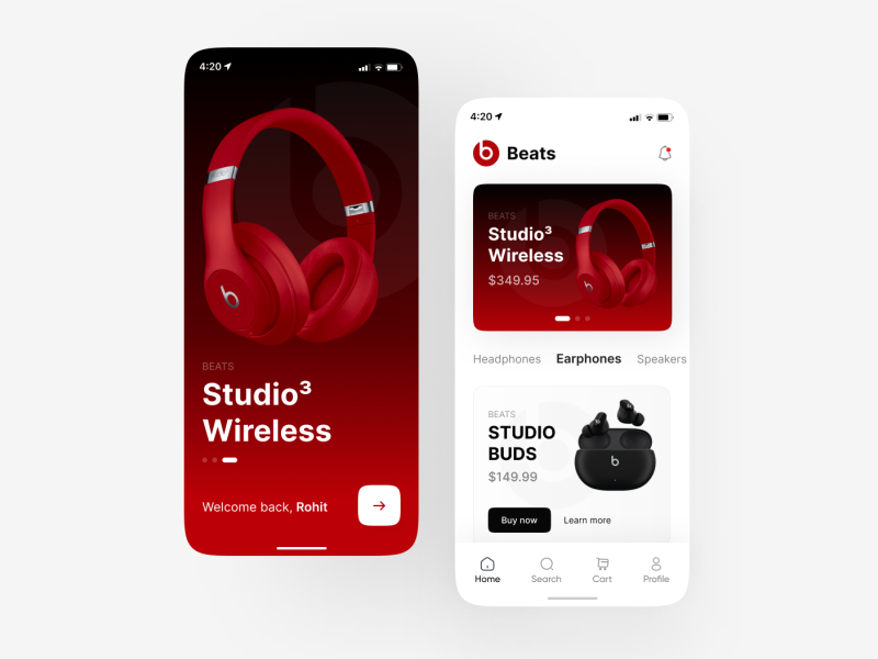 Beats mobile app design concept by Rohit Changra on Dribbble
