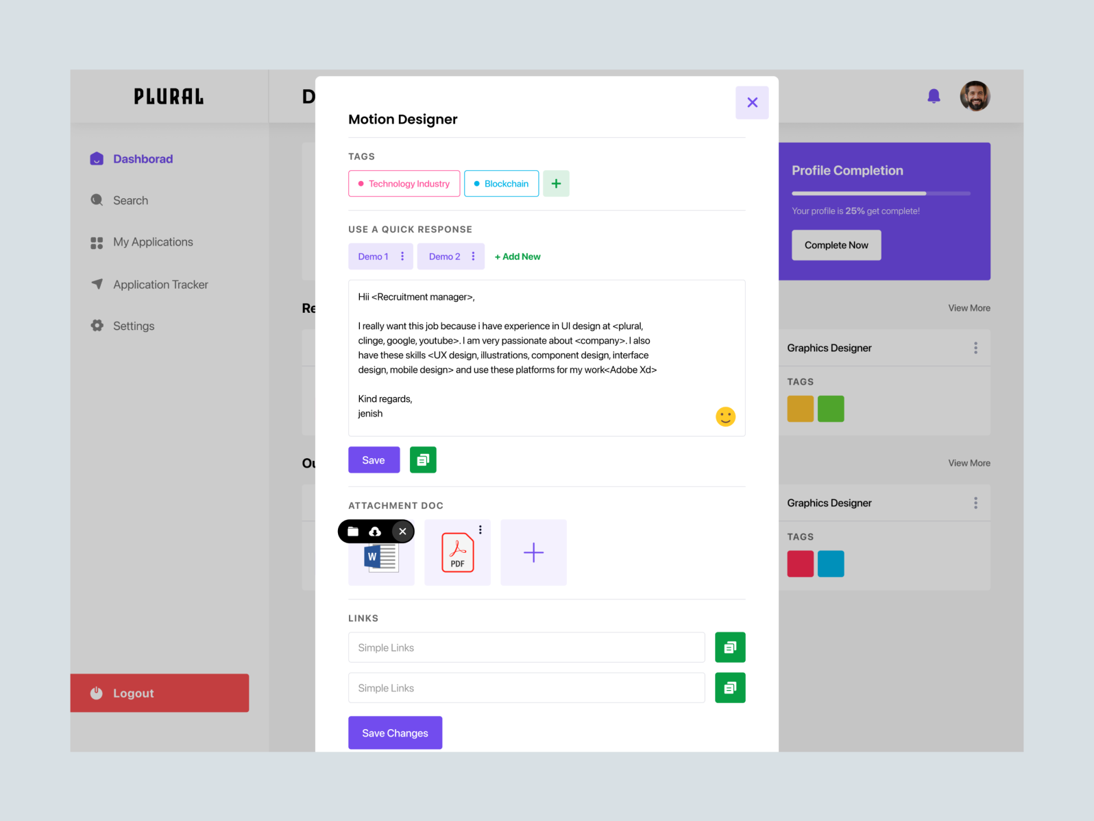 Plural Dashboard popup UI by Jenish Borad on Dribbble