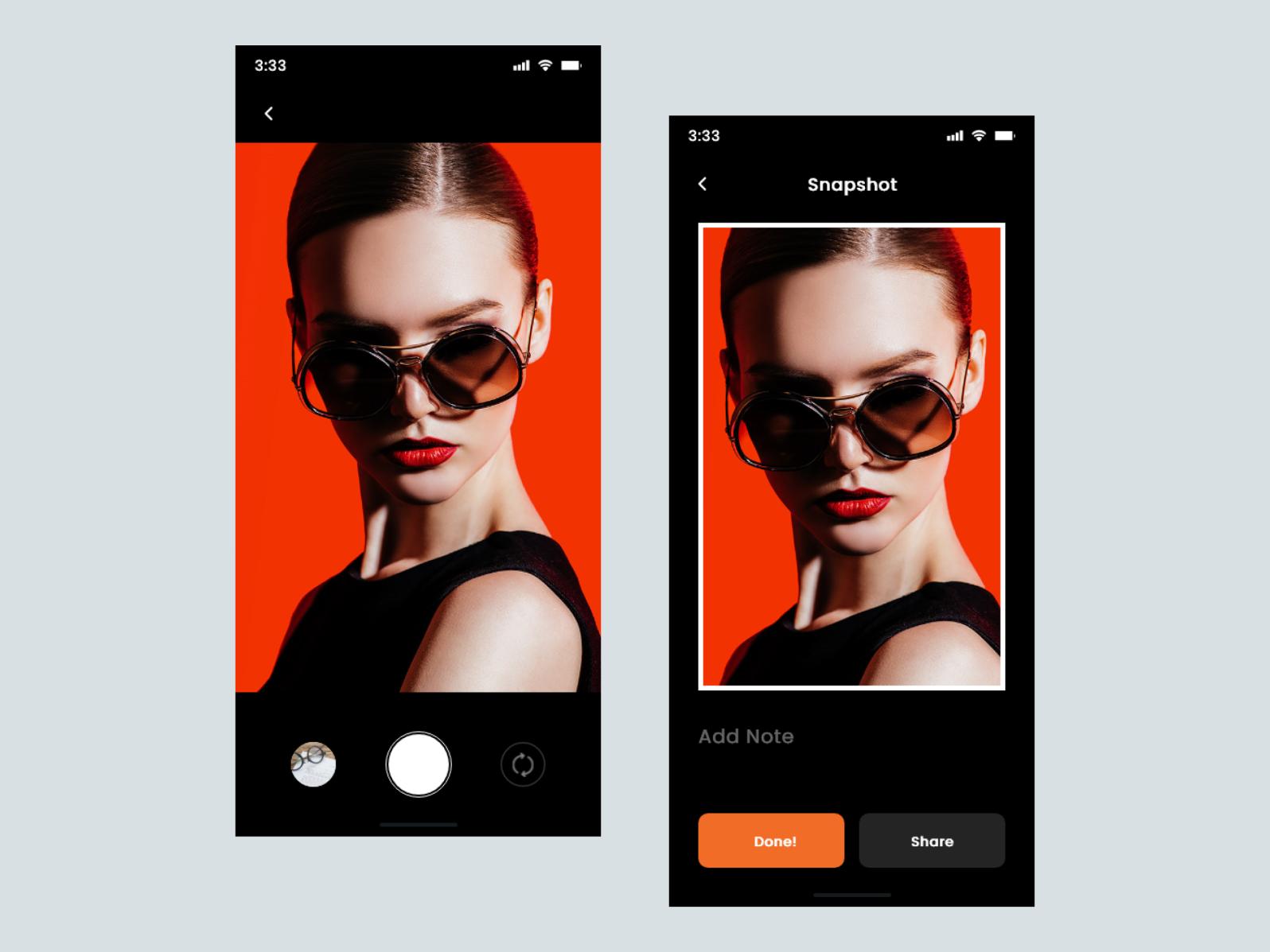 Snapshot process UI by Jenish Borad on Dribbble