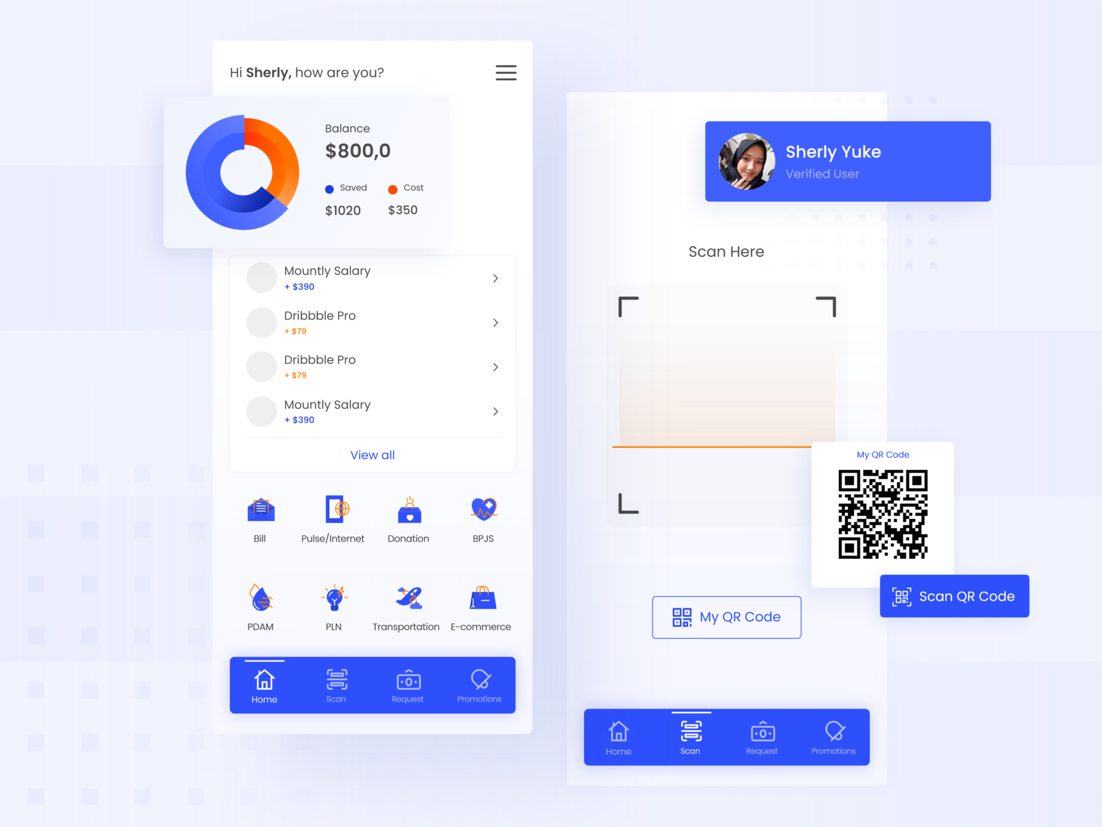 Payment App - Home Screen by Nando Dwiki for Stickynootes on Dribbble