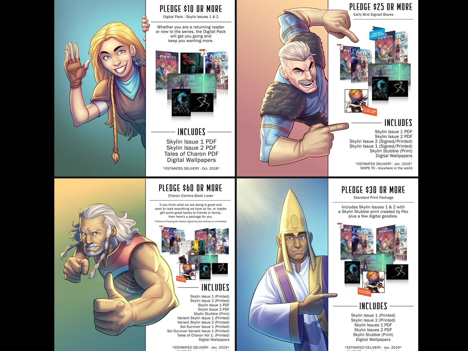Charon Comics Kickstarter Reward Tier Illustrations by Kyle Petchock on ...