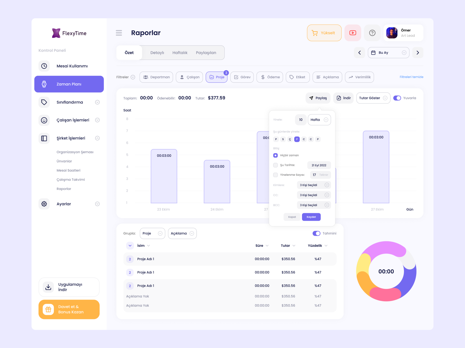 FlexyTime - Employee Time & Task Tracking UI by Ömer Aslan on Dribbble