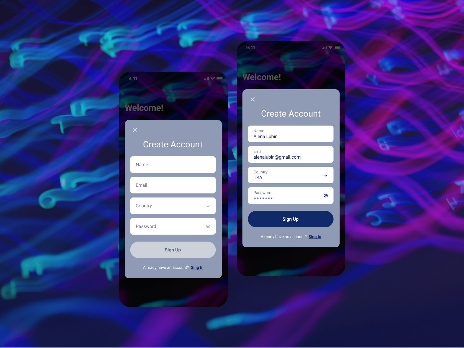 Modal Sign Up by Fernanda Salerno on Dribbble