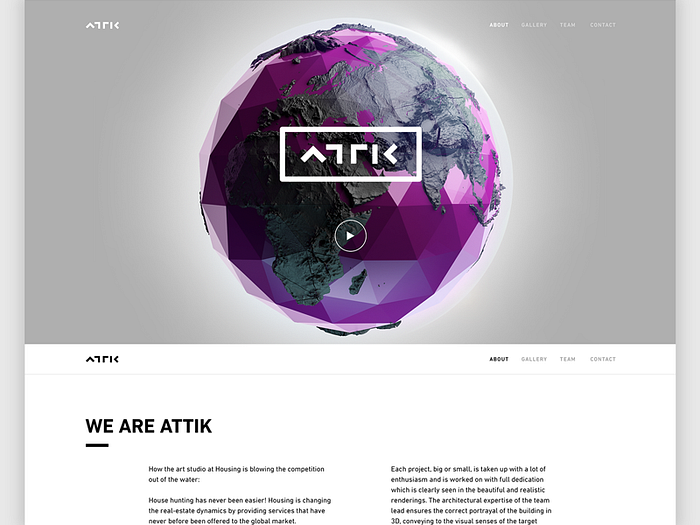 Attik Studios Homepage by Vivek Ravin for Housing on Dribbble