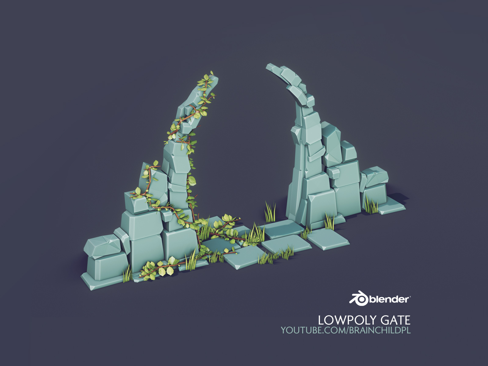 Low Poly Style | Flat Shading - Fantasy Gate / Entrance by Rafał ...