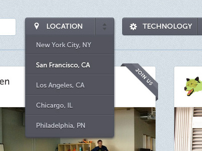 Location Drop Down by Oli Lisher on Dribbble